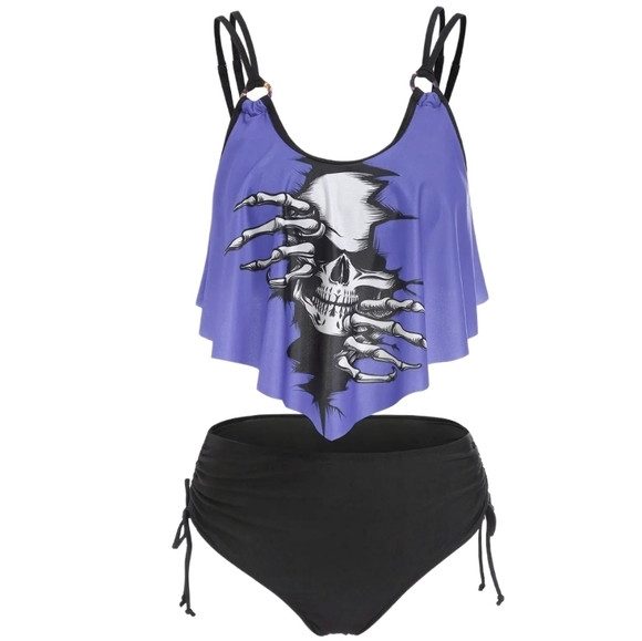 Moon Goddess Boutique | Swim | Skull Print Strappy Tankini Set Skeleton ...